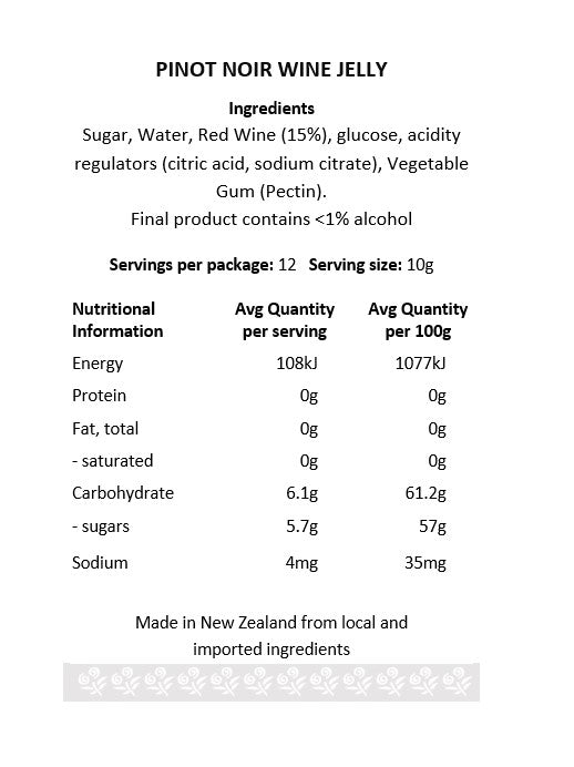 Pinot Noir Wine Jelly – Gourmet Wine-Infused Jelly 120ml – Divinonz
